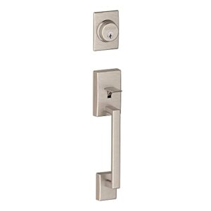 schlage f58 cen 619 century exterior handleset with deadbolt, satin nickel (exterior half only)