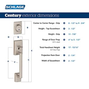 Schlage F58 CEN 619 Century Exterior Handleset with Deadbolt, Satin Nickel (Exterior Half Only)