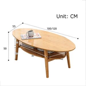 Articles for daily use Oval Natural Coffee Table, Open Bottom Coffee Table with Storage Shelf, Wooden Living Room Coffee Table, Easy to Assemble