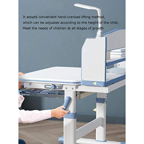 Articles for daily use Height-Adjustable Children’s Study Desk and Chair Set, Children’s Desk with LED Lights, Student Desks and Chairs with Storage Drawers, Bookshelves