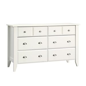 sauder shoal creek dresser, l: 54.65″ x w: 18.43″ x h: 33.03″, soft white finish