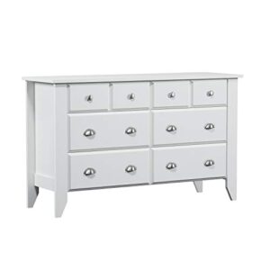 Sauder Shoal Creek Dresser, L: 54.65" x W: 18.43" x H: 33.03", Soft White finish