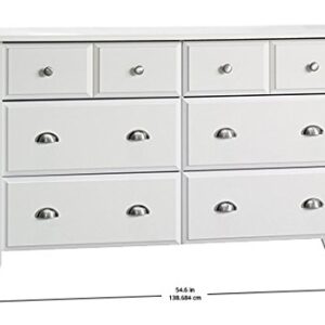 Sauder Shoal Creek Dresser, L: 54.65" x W: 18.43" x H: 33.03", Soft White finish