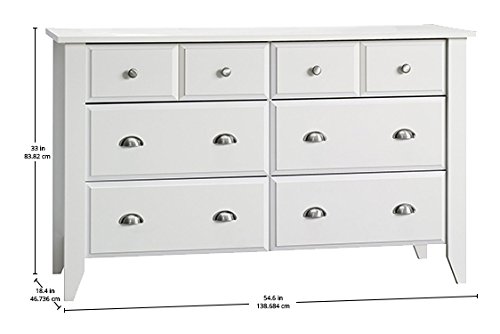 Sauder Shoal Creek Dresser, L: 54.65" x W: 18.43" x H: 33.03", Soft White finish