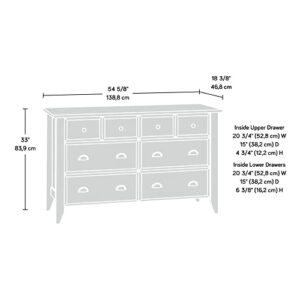 Sauder Shoal Creek Dresser, L: 54.65" x W: 18.43" x H: 33.03", Soft White finish