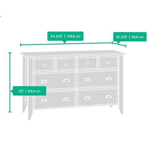 Sauder Shoal Creek Dresser, L: 54.65" x W: 18.43" x H: 33.03", Soft White finish