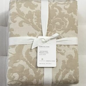 Pottery Barn Jacquard Medallion Duvet Cover King/California King & Two Euro Shams~*Ivory/Flax/Neutral*~