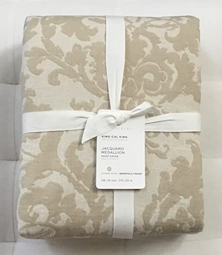 Pottery Barn Jacquard Medallion Duvet Cover King/California King & Two Euro Shams~*Ivory/Flax/Neutral*~