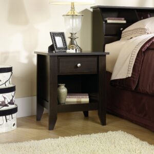 sauder night stand, jamocha wood finish