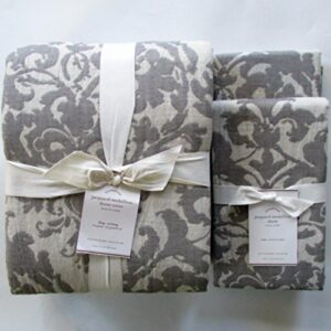 pottery barn jacquard medallion duvet cover king/california king & two euro shams ~*gray*~