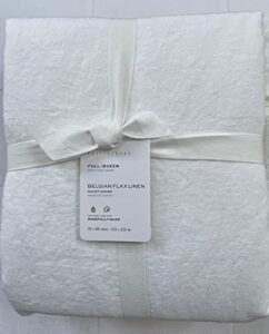 pottery barn belgian linen flax duvet cover full/queen ~white~