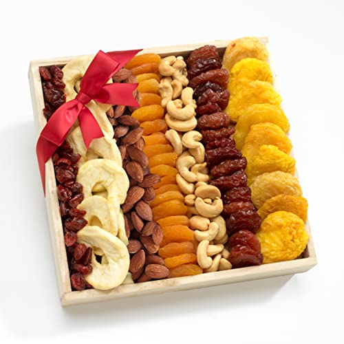 Broadway Basketeers Dried Fruit Gift Tray – Edible Gift Box Arrangements and Healthy Gourmet Gift Basket for Birthday, Appreciation, Thank You, Families, Sympathy, Easter, Mother's Day, Father's Day (4.5lbs)