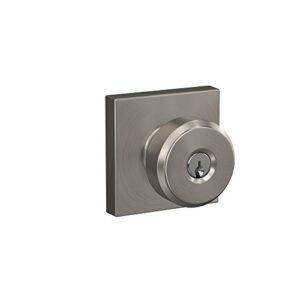 schlage f51a bwe 619 col bowery knob with collins trim keyed entry lock, satin nickel