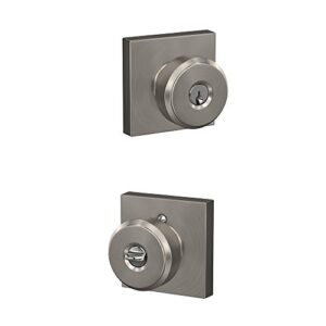 Schlage F51A BWE 619 COL Bowery Knob with Collins Trim Keyed Entry Lock, Satin Nickel