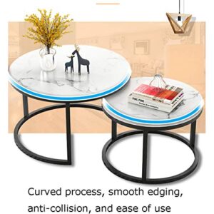 Articles for daily use 2 Piece Nested Round Coffee Table, Metal Frame MDF Desktop Living Room Coffee Table, Sofa Snack Table, Living Room and Office Decorative Furniture Coffee Table