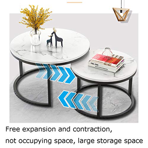 Articles for daily use 2 Piece Nested Round Coffee Table, Metal Frame MDF Desktop Living Room Coffee Table, Sofa Snack Table, Living Room and Office Decorative Furniture Coffee Table