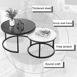 Articles for daily use 2 Piece Nested Round Coffee Table, Metal Frame MDF Desktop Living Room Coffee Table, Sofa Snack Table, Living Room and Office Decorative Furniture Coffee Table