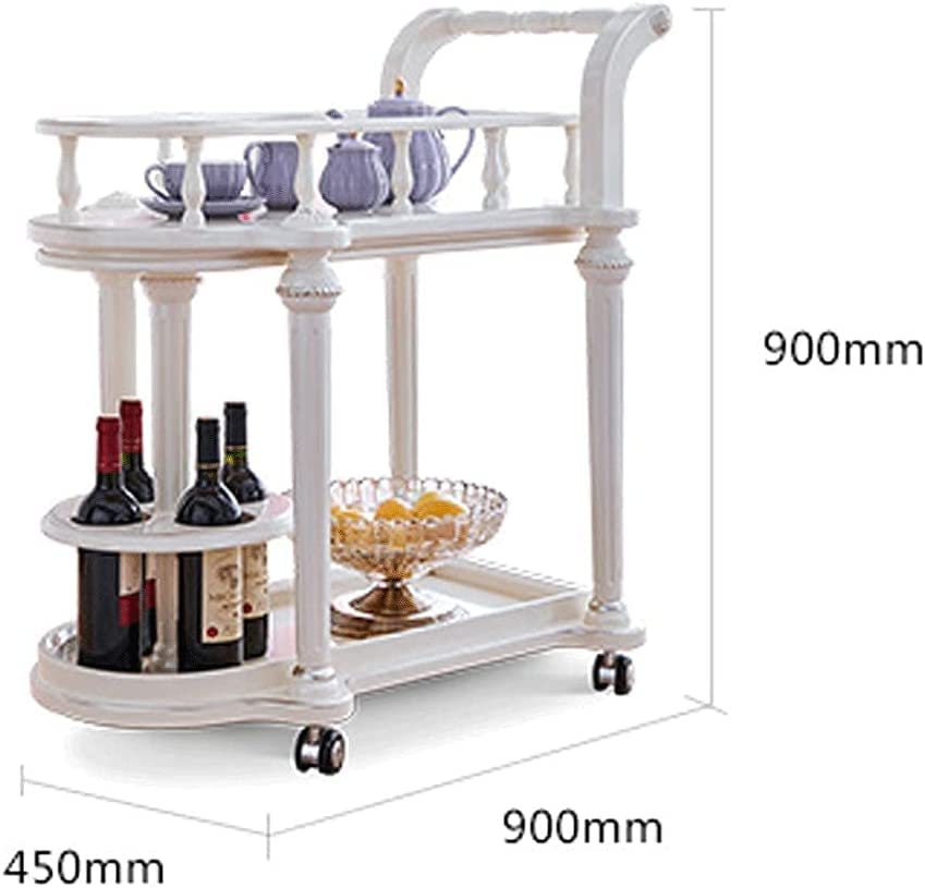 Bar Serving Cart Hotel Serving Trolley Wine Cart, Kitchen Storage Trolley Shelf Trolley White 2-Tier Shelf Trolley for Wine and Food High Grade Exquisite Shelf Trolley Kitchen Cart Hotel Trolleys