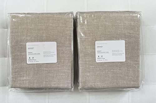 Pottery Barn Emery Linen/Cotton Grommet ~Blackout Lining~Set of Two~ 50” x 96” ~Oatmeal