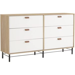 sauder anda norr modern 6-drawer dresser in sky oak, sky oak finish