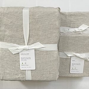 Pottery Barn Belgian Flax Linen Waffle Duvet Cover King/California King & Two Euro Shams ~Flax