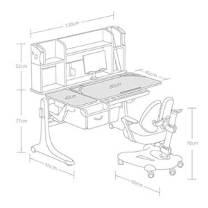 Multifunctional Liftable Children’s Study Table and Chair, Ergonomically Adjustable Children’s Table and Chair set Combination, Solid Wood Computer Desk With Bookshelves and Drawers