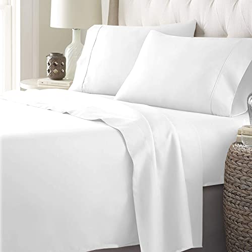 Pottery Barn | Pure 800 Thread Count | 100% Egyptian Cotton Sheet Set | Queen(60" X 80") White |Comfy&Cozy Set 8"-14"(inch) Deep Pockets with Elastic Bounded 4 Piece Set | Oeko-Tex Standard