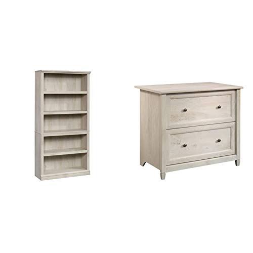 Sauder Select Collection 5-Shelf Bookcase, Chalked Chestnut Finish & Edge Water Lateral File, Chalked Chestnut Finish