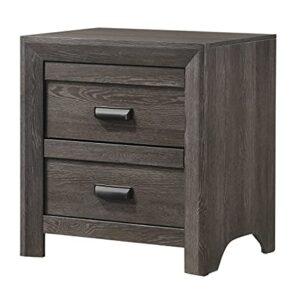 Rustic Style Grayish Brown 4pc King Size Bed Dresser Mirror Nightstand Set Solid Wood Master Bedroom Furniture