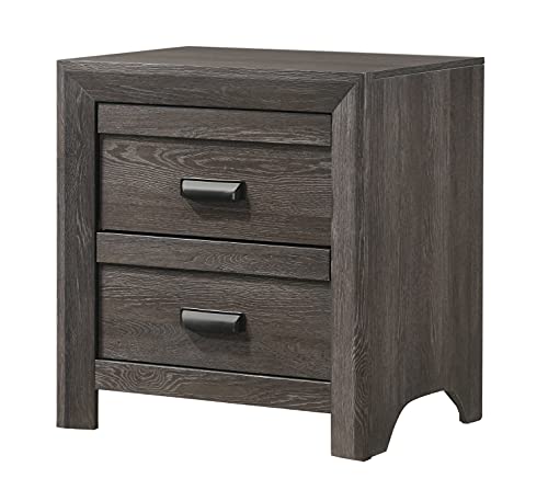 Rustic Style Grayish Brown 4pc King Size Bed Dresser Mirror Nightstand Set Solid Wood Master Bedroom Furniture