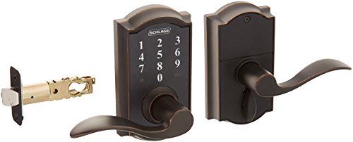 SCHLAGE FE695 Camelot by Accent Keyless Touch Lever Lock with 16211 Latch 10063 Strike Aged Bronze Finish