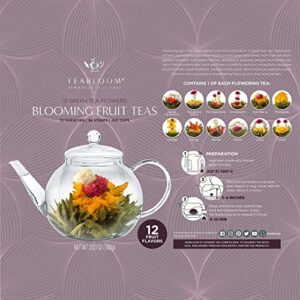 Teabloom Fruit Blooming Teas – 12 Unique Flower Varieties of Blooming Tea in 12 Delicious Fruit Flavors – Each Flowering Tea Ball Steeps Up to 3 Times