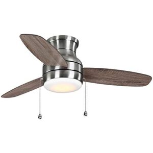 ashby park 44 in. white color changing integrated led brushed nickel ceiling fan with light kit and 3 reversible blades