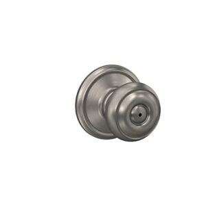 schlage f40 geo 619 georgian door knob, bed & bath privacy lock, satin nickel