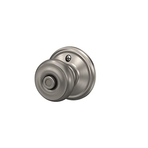 Schlage F40 GEO 619 Georgian Door Knob, Bed & Bath Privacy Lock, Satin Nickel