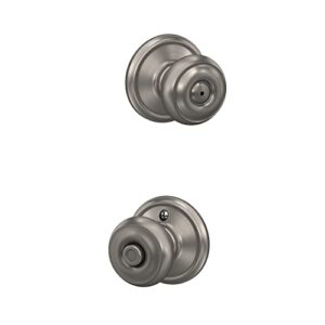 Schlage F40 GEO 619 Georgian Door Knob, Bed & Bath Privacy Lock, Satin Nickel