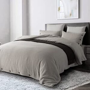 meadow park Stone Washed Linen King Duvet Cover 3-pc Set, Oeko-Tex Certified, Ultra-Soft, Machine Washable, All Season, Natural Color