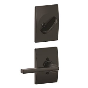 schlage f59 lat 622 cen century collection latitude handleset entrance lock interior, matte black (interior half only)