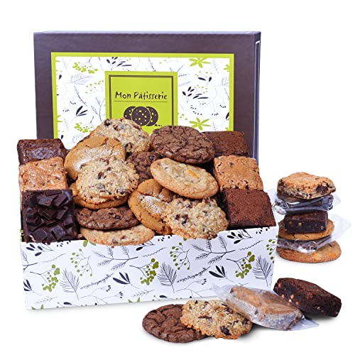 Broadway Basketeers Cookies Gift Baskets for Delivery Fresh Baked Gourmet Cookies and Brownies, Individually Wrapped Edible Care Package for Mom, Grandpa, Families, Holiday Gifts, Christmas, Coworkers