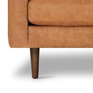 POLY & BARK Napa Leather Couch – 88.5-Inch Leather Sofa with Tufted Back - Full Grain Leather Couch with Feather-Down Topper On Seating Surfaces – Pure-Aniline Italian Leather – Cognac Tan