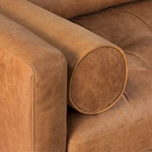 POLY & BARK Napa Leather Couch – 88.5-Inch Leather Sofa with Tufted Back - Full Grain Leather Couch with Feather-Down Topper On Seating Surfaces – Pure-Aniline Italian Leather – Cognac Tan