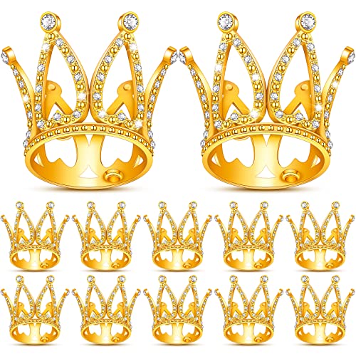 12 Pieces Crown Cake Topper Mini Baby Crown Tiny Queen Crown Small Princess Headpiece Cake Decoration for Women Lady Girl Bridal Wedding Royal Themed Baby Shower Decor Birthday Party(Gold,12 Pieces)