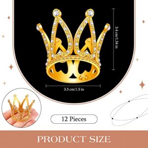 12 Pieces Crown Cake Topper Mini Baby Crown Tiny Queen Crown Small Princess Headpiece Cake Decoration for Women Lady Girl Bridal Wedding Royal Themed Baby Shower Decor Birthday Party(Gold,12 Pieces)