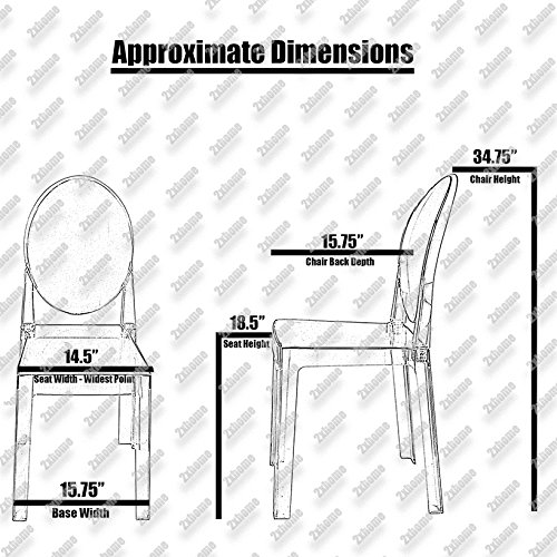 2xhome Set of 4 Large Size – Smoke Crystal Mid Century Modern Contemporary Ghost Side Chair No Arms Wheels Armless with Back Transparent Guest Work