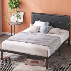 NEOLEWA Queen Size Faux Leather Classic Platform Soft Article Bed Frame with Support Slats, Full