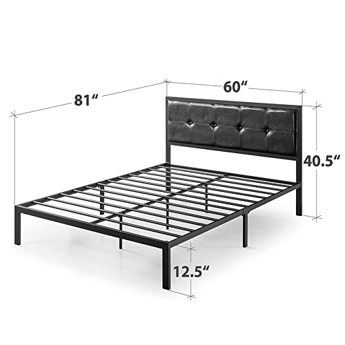 NEOLEWA Queen Size Faux Leather Classic Platform Soft Article Bed Frame with Support Slats, Full