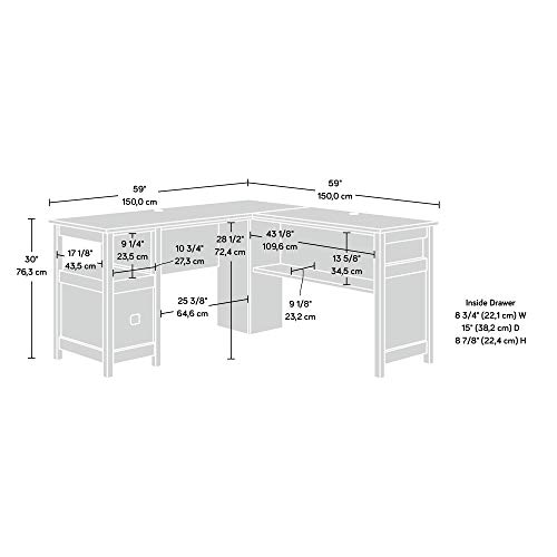 Sauder Cannery Bridge L-Desk, L: 59.06" x W: 59.06" x H: 30.04", Sindoori Mango Finish