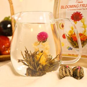 FullChea - Blooming Flowering Tea, 12 Unique Varieties - Flowering Tea in 12 Delicious Fruit Flavors - Gift For Tea Lovers, Anniversary, Valentine, Birthday