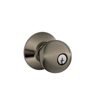 schlage f51a orb 620 orbit knob keyed entry lock, antique pewter