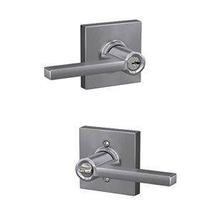 SCHLAGE F51A LAT 626 COL Latitude Lever with Collins Trim Keyed Entry Lock, Satin Chrome